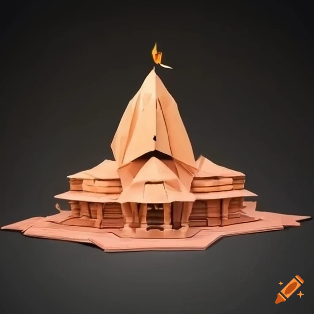 Origami representation of ram mandir on Craiyon
