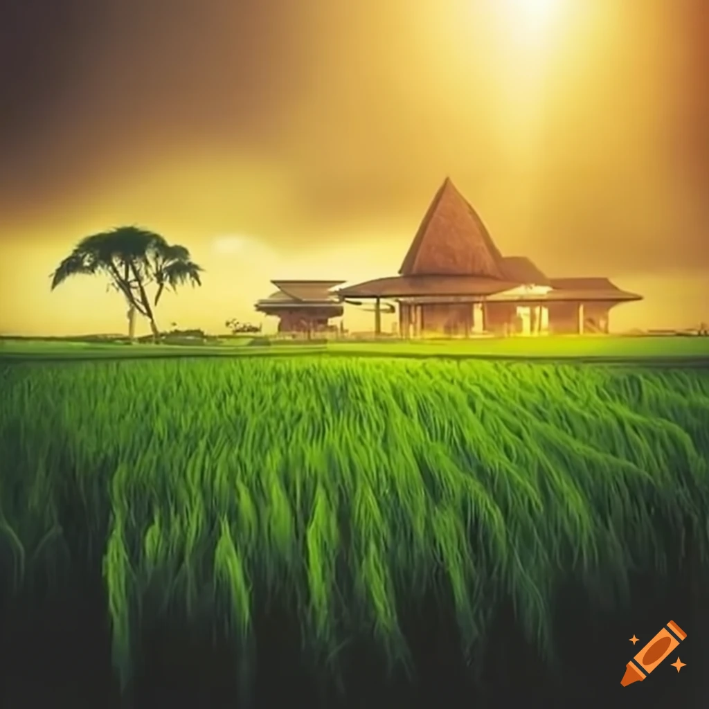 Hotel surrounded by scenic rice fields