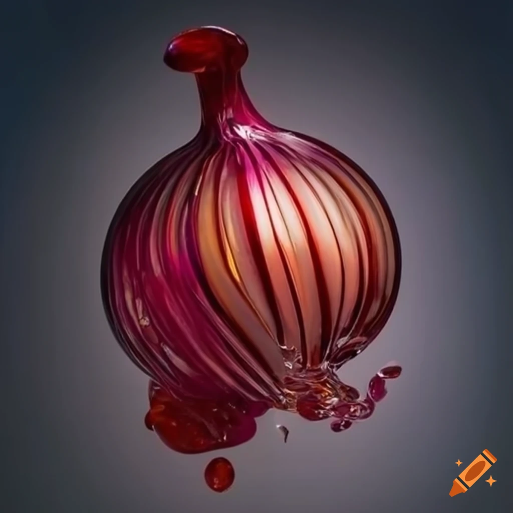 Glass sculpture of a shattering onion