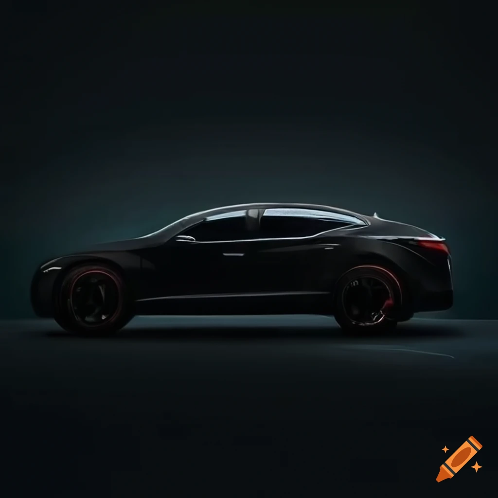 Artistic depiction of a black Tesla Model S Plaid in motion on Craiyon