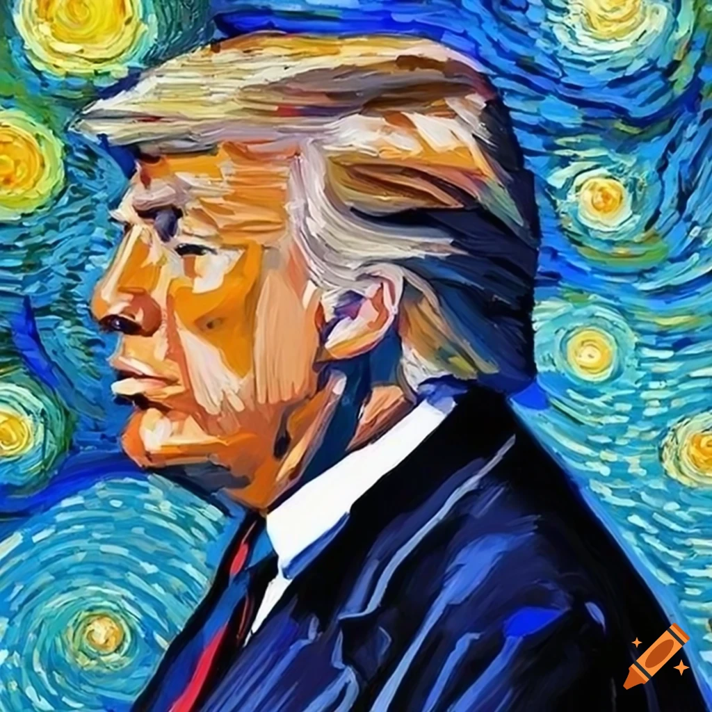 Portrait of President Donald Trump in Van Gogh's style on Craiyon