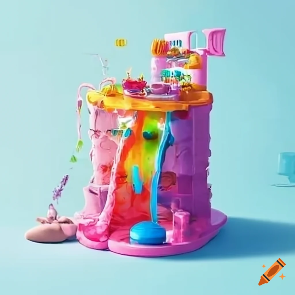 Art installation of a kidcore waterfall machine