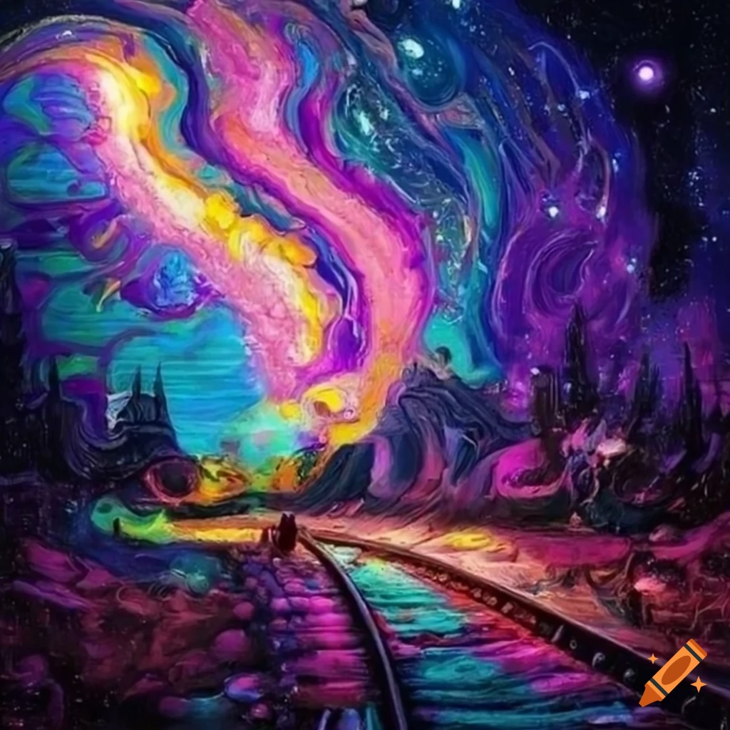 Pintura impresionista con elementos psicodélicos on Craiyon