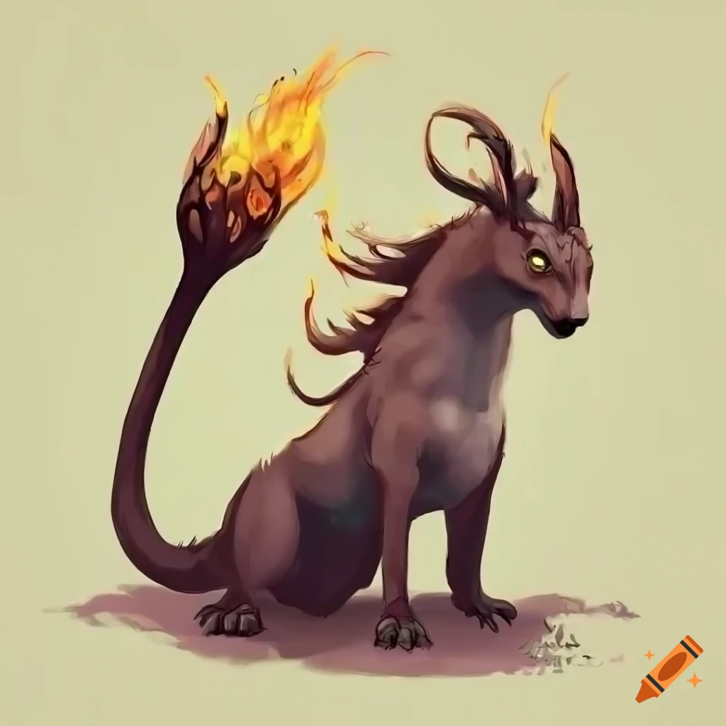 Graceful hybrid mythical creature with expressive eyes and long tail on ...