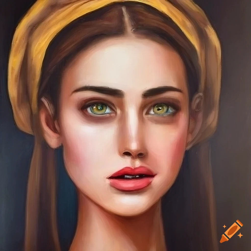 Pre-raphaelite style painting of young jessica chastain on Craiyon