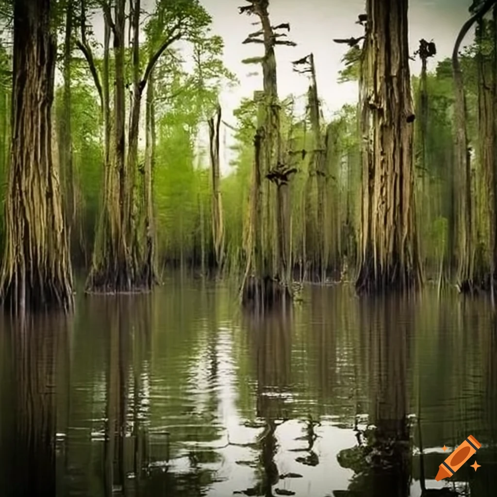 Stunning photo of a swamp on Craiyon