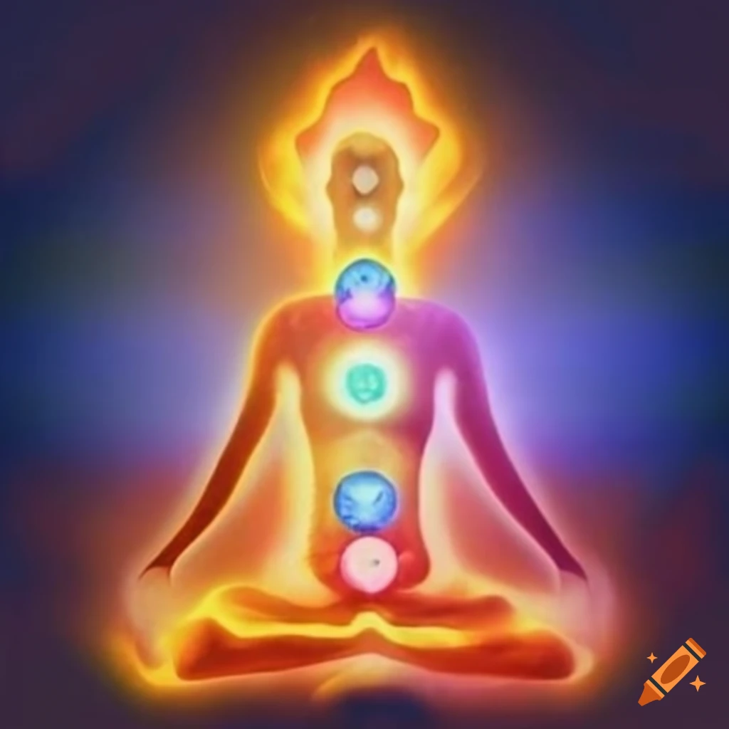 Chakras engulfed in flames on Craiyon
