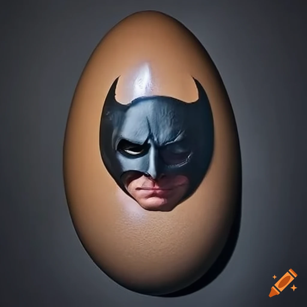 Batman-themed egg in gotham city on Craiyon