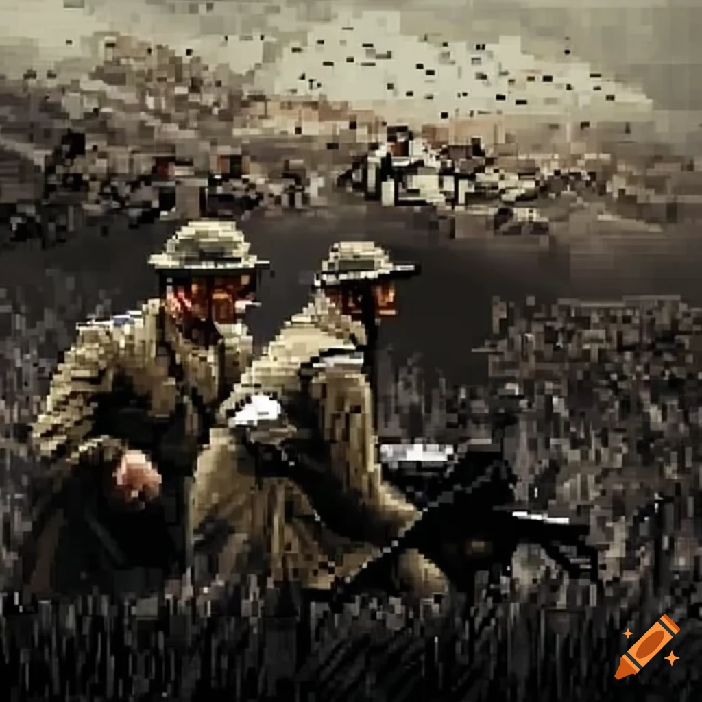Pixel art of a dramatic WW1 scene on Craiyon