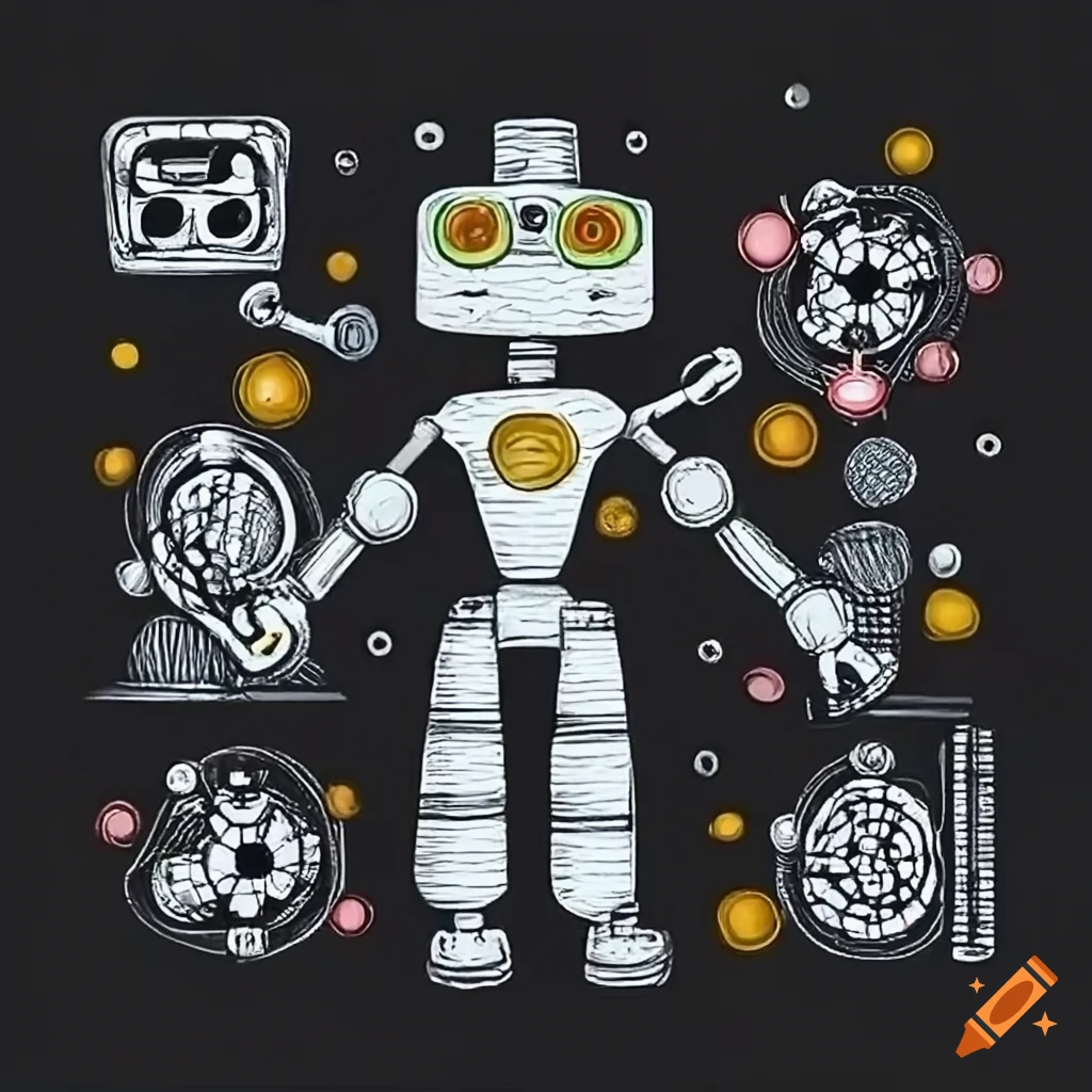 Chemistry lab with robots synthesizing molecules on Craiyon