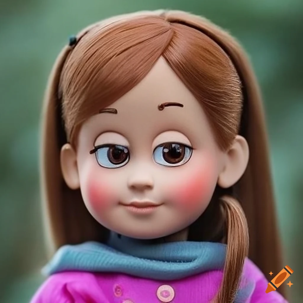 Detailed portrait of mabel pines morphing into a doll on Craiyon