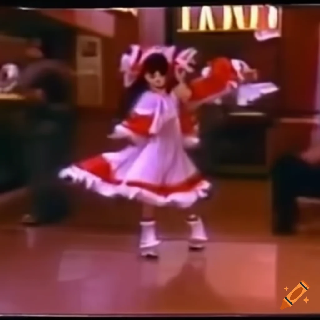 Flandre scarlet from touhou dancing in a mcdonald's on Craiyon