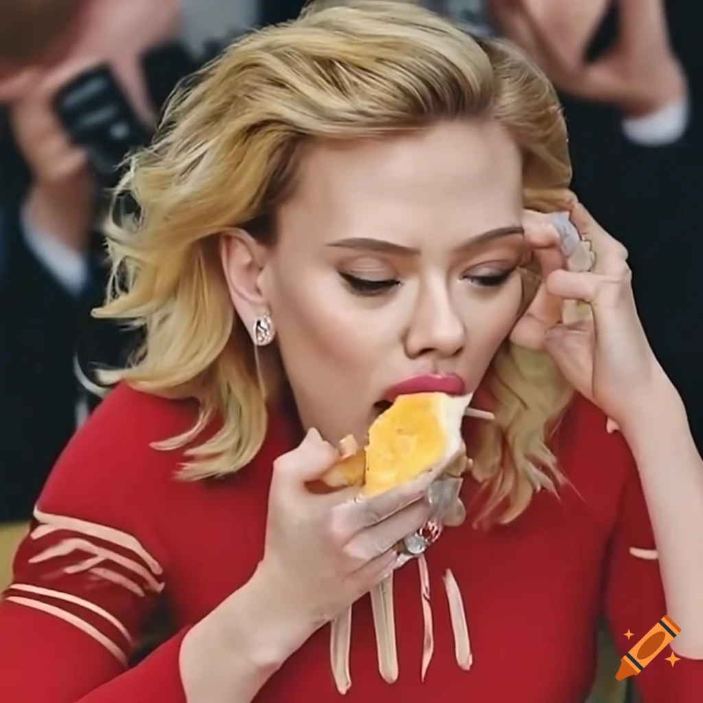 Scarlett johansson enjoying queso on Craiyon