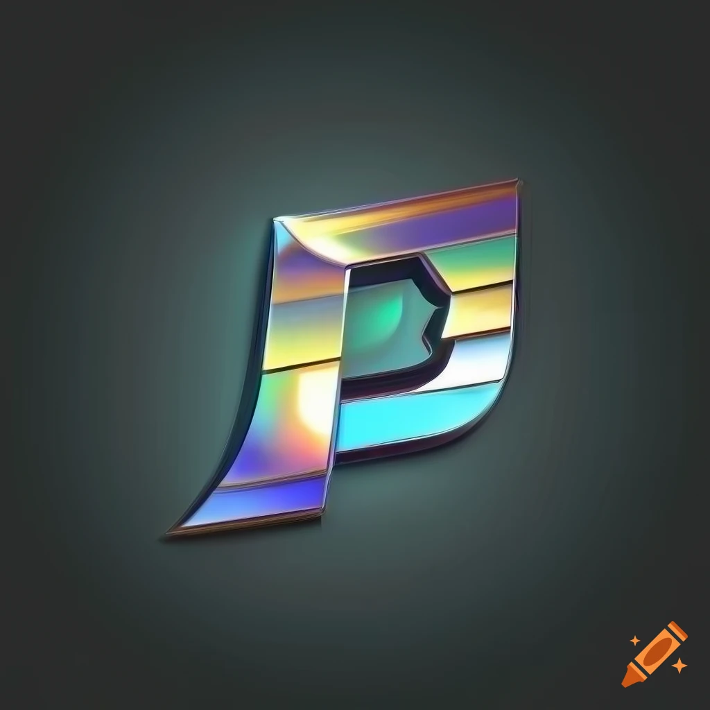 Shiny metal logo with prismatic surfaces on Craiyon