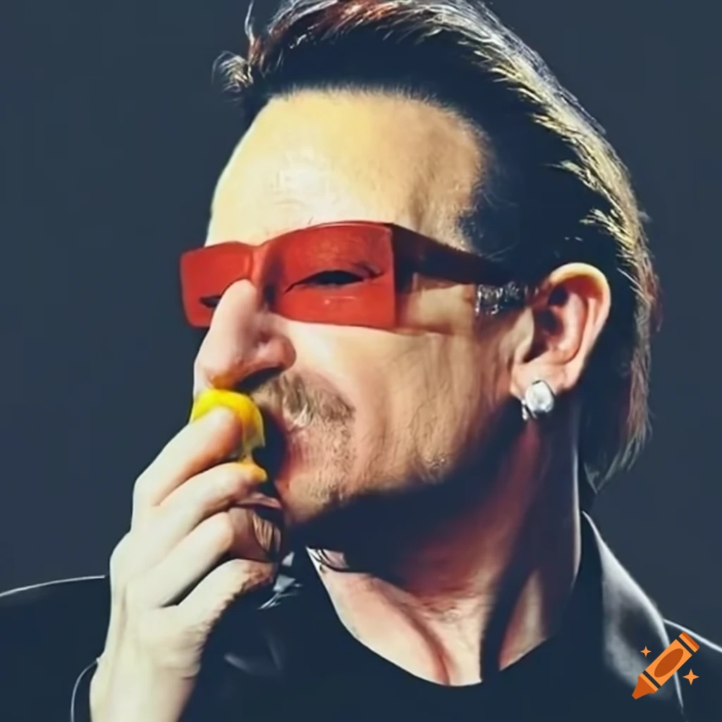 Bono enjoying a lemon