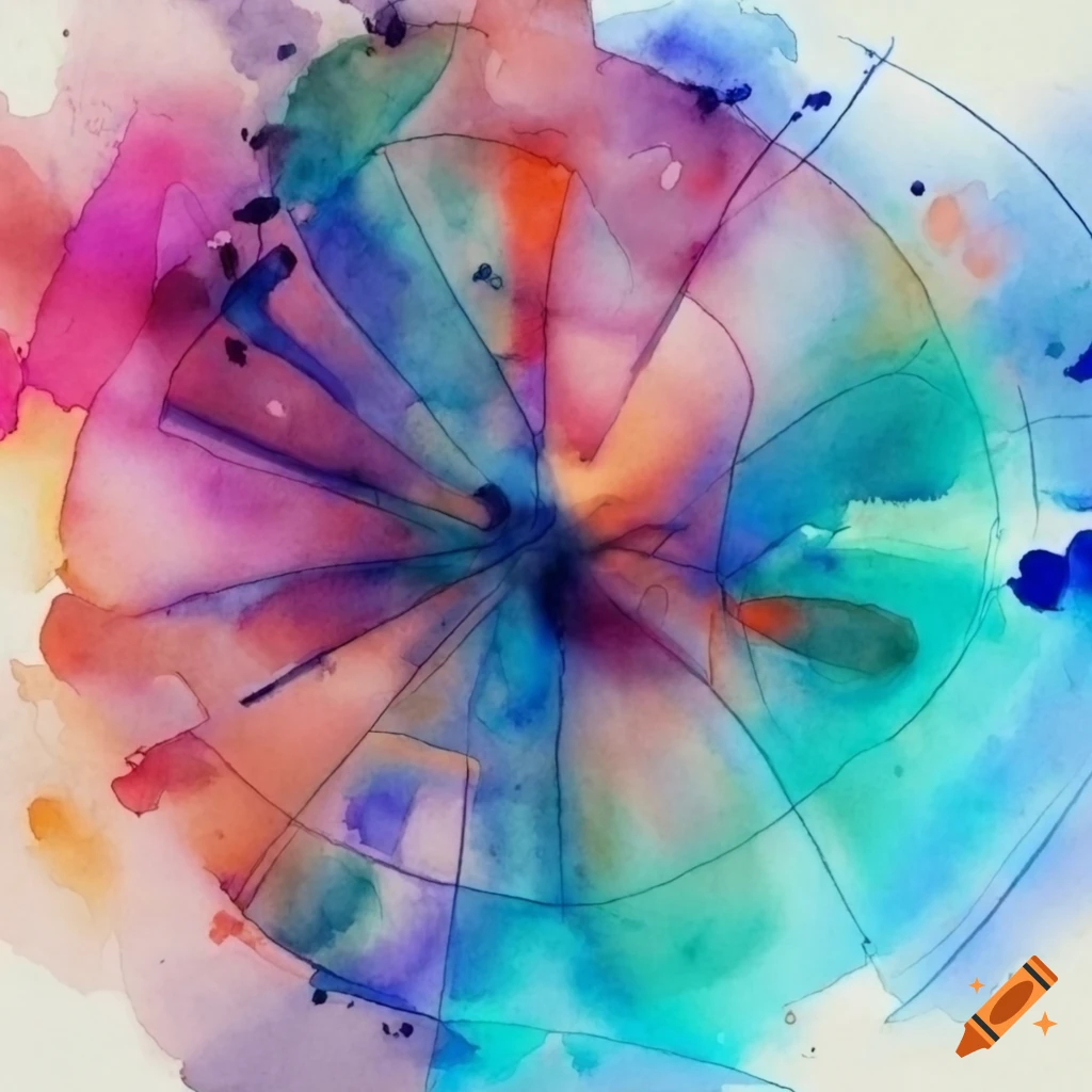 Geometric abstract watercolor painting on Craiyon