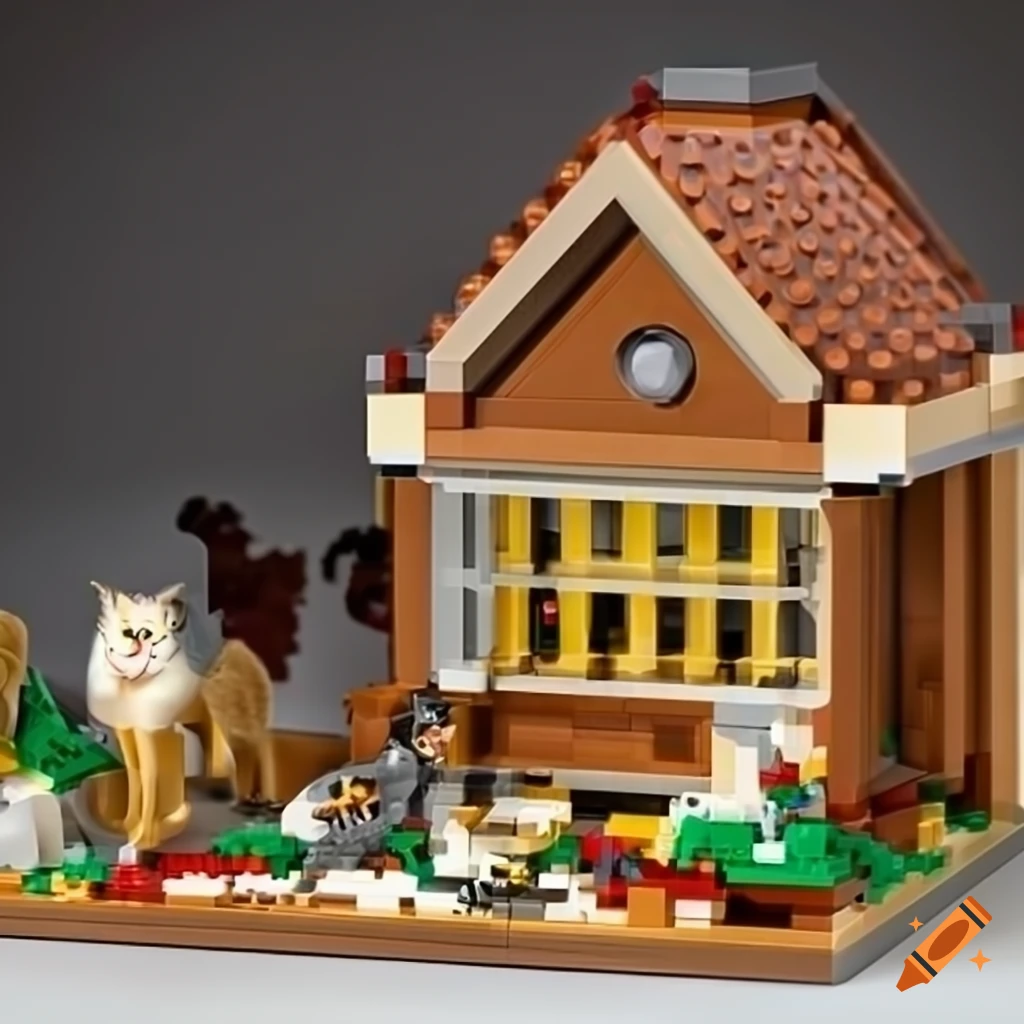 Photorealistic lego set with cats, hotels, and ponies on Craiyon