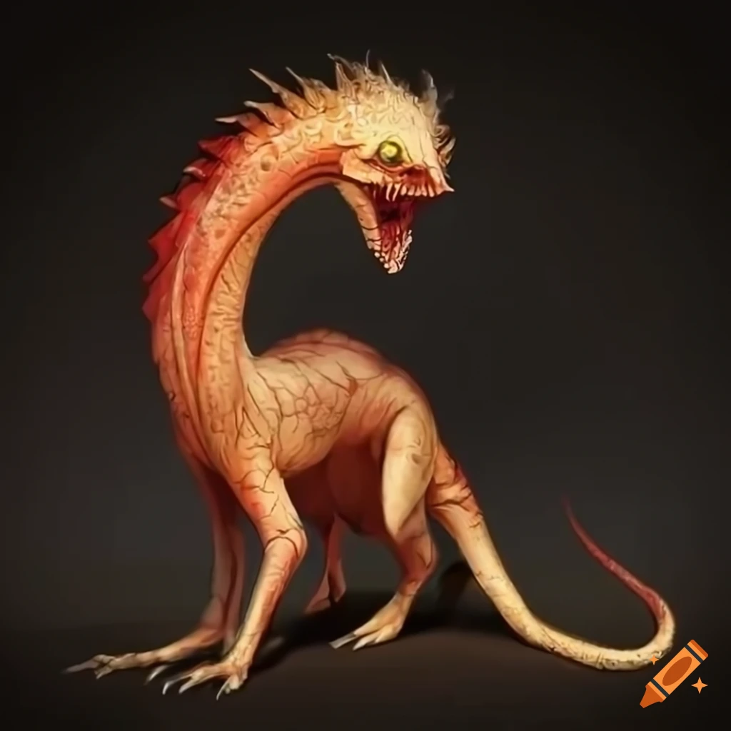 Original creature in a line drawing illustration on Craiyon