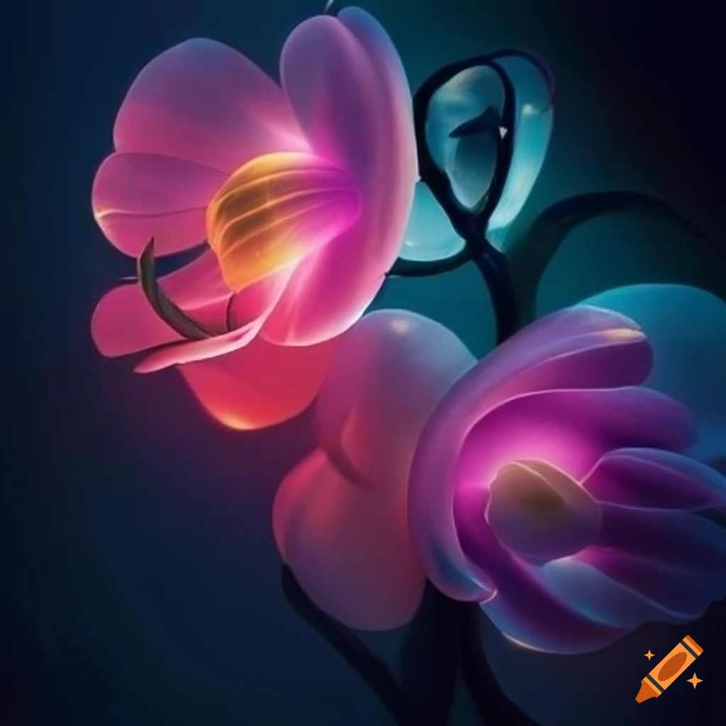 Surrealistic light art with flowers