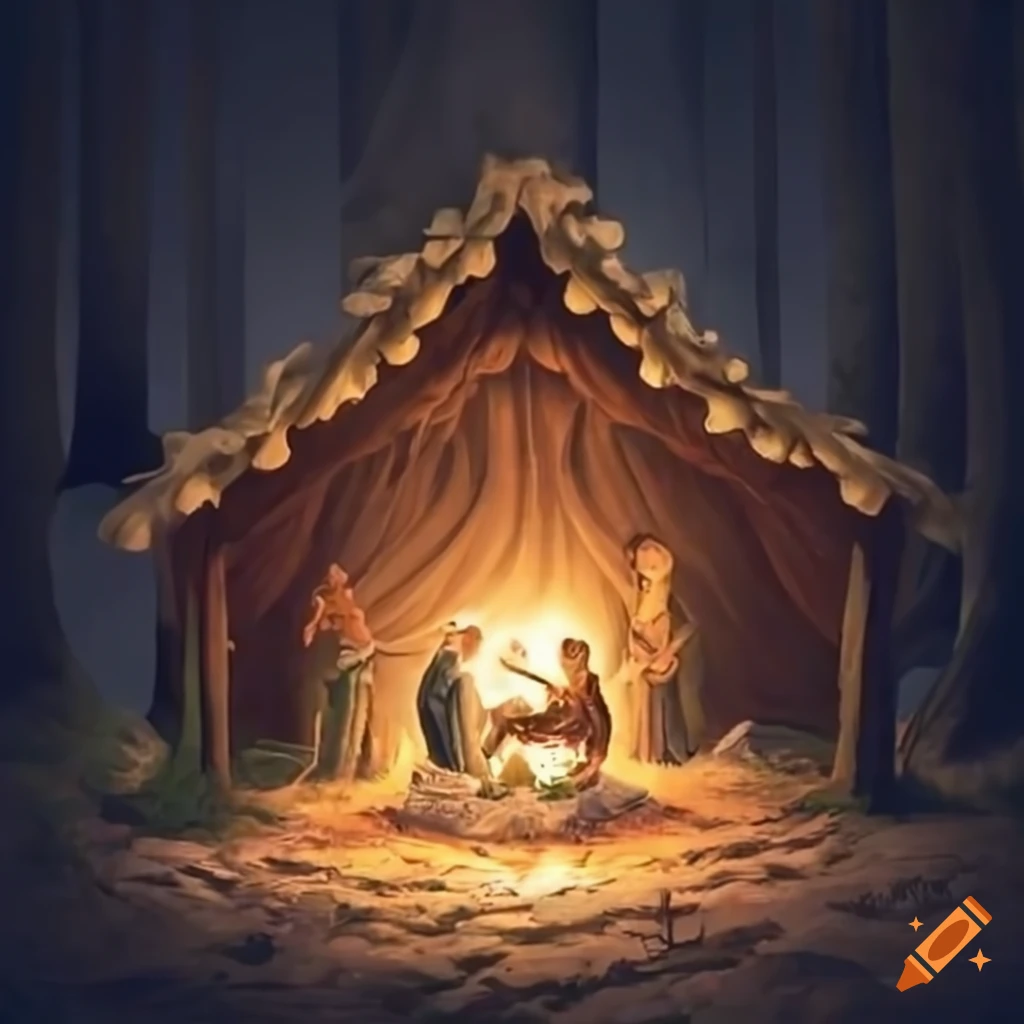 Image of a manger in a forest on Craiyon