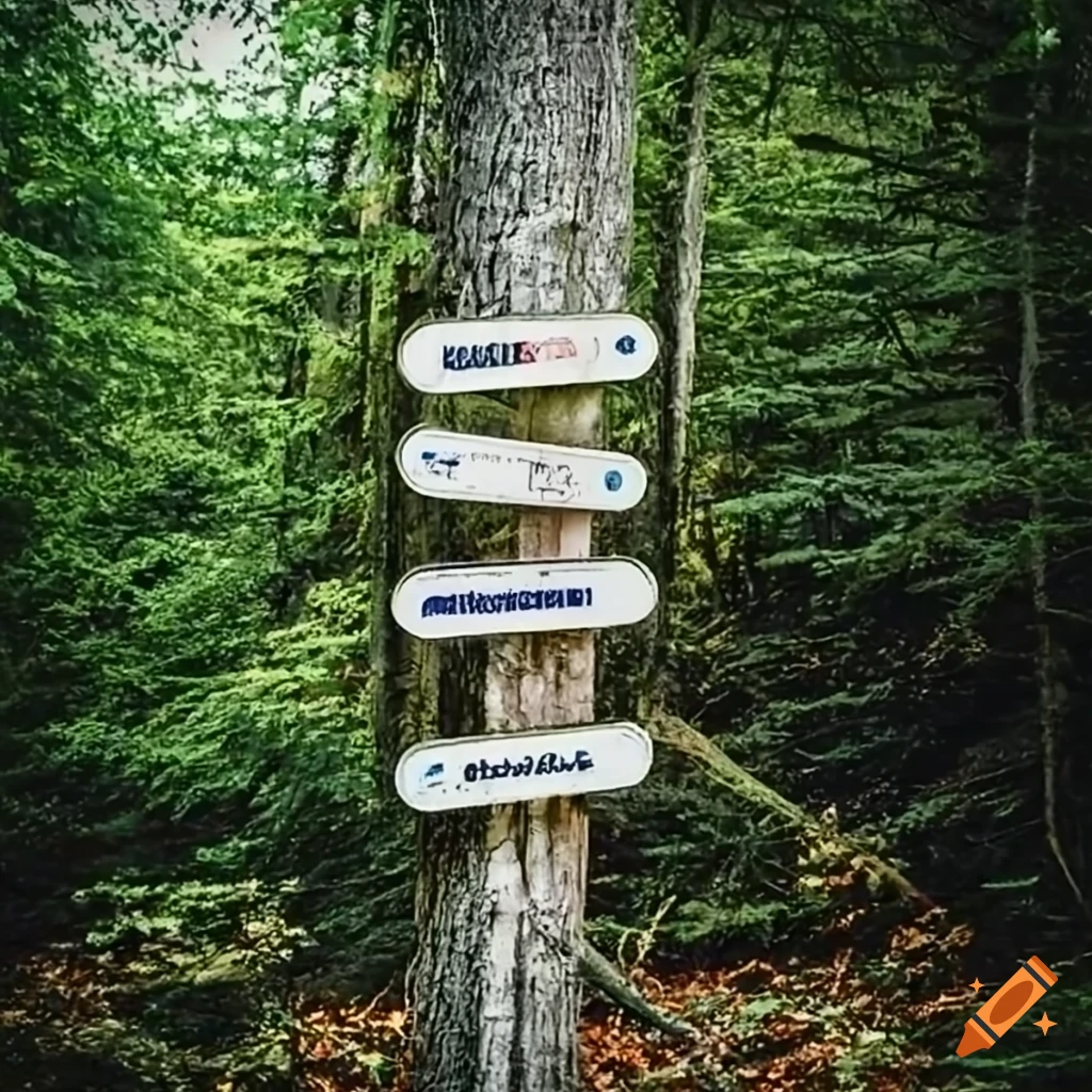 Hiking signpost in nature on Craiyon