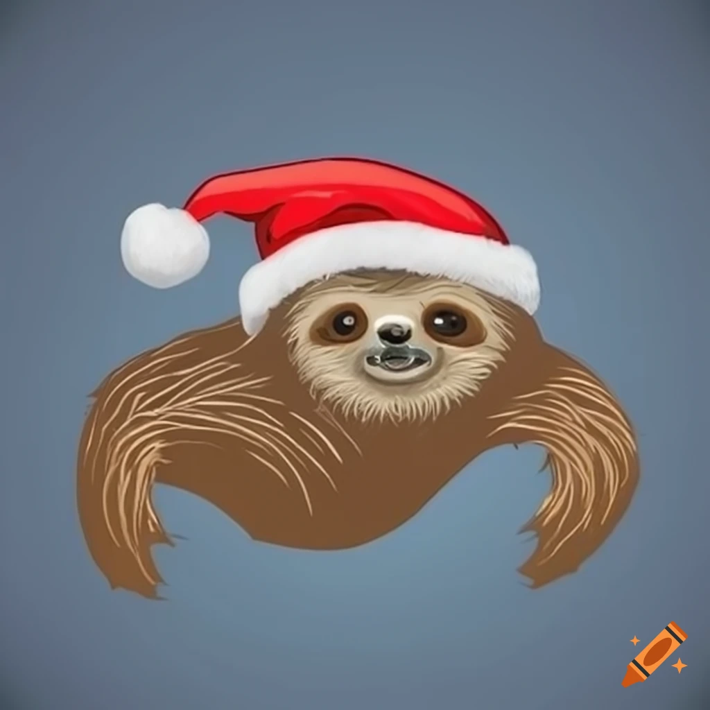 Sloth wearing a santa hat on Craiyon
