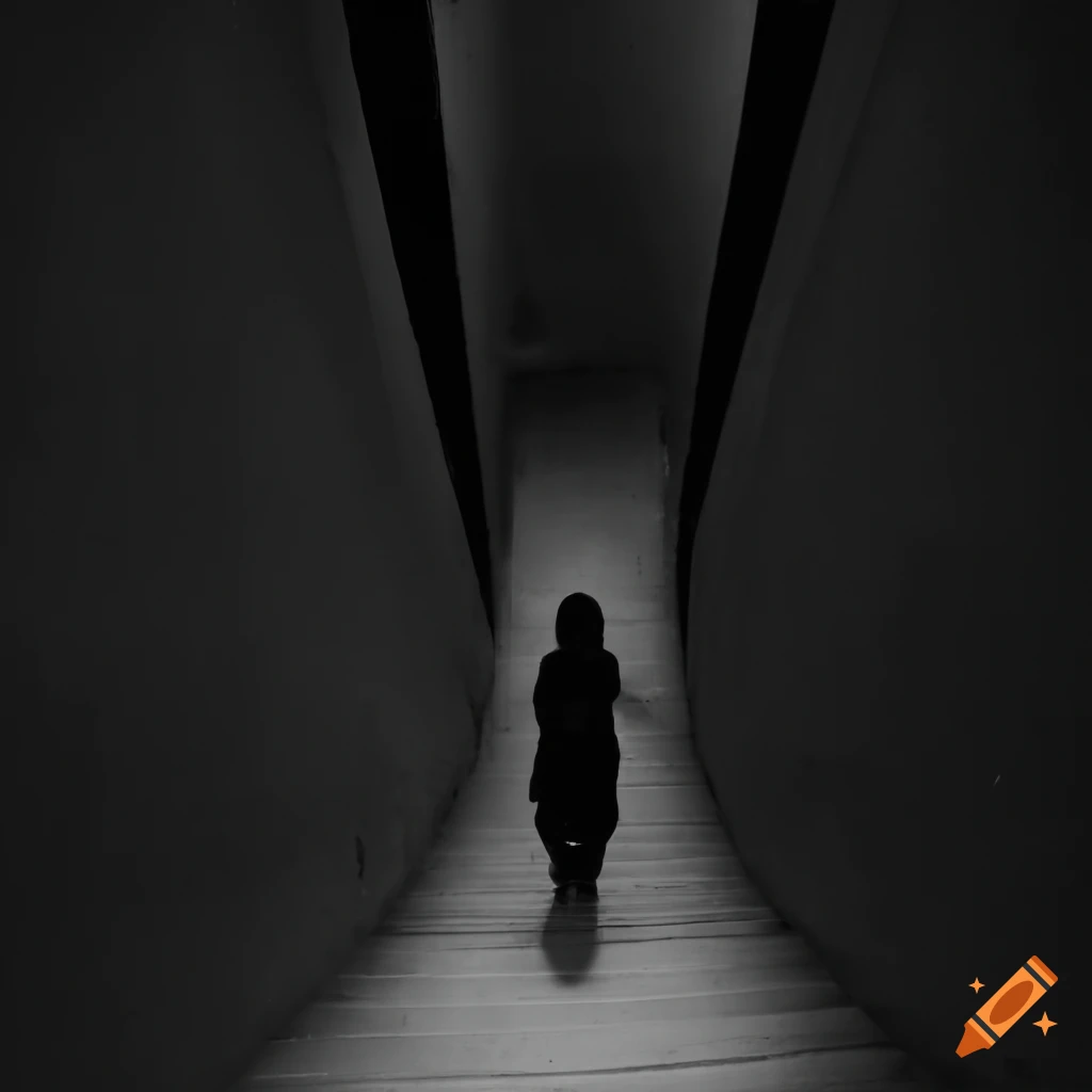 Image of a shadow figure on the stairs on Craiyon