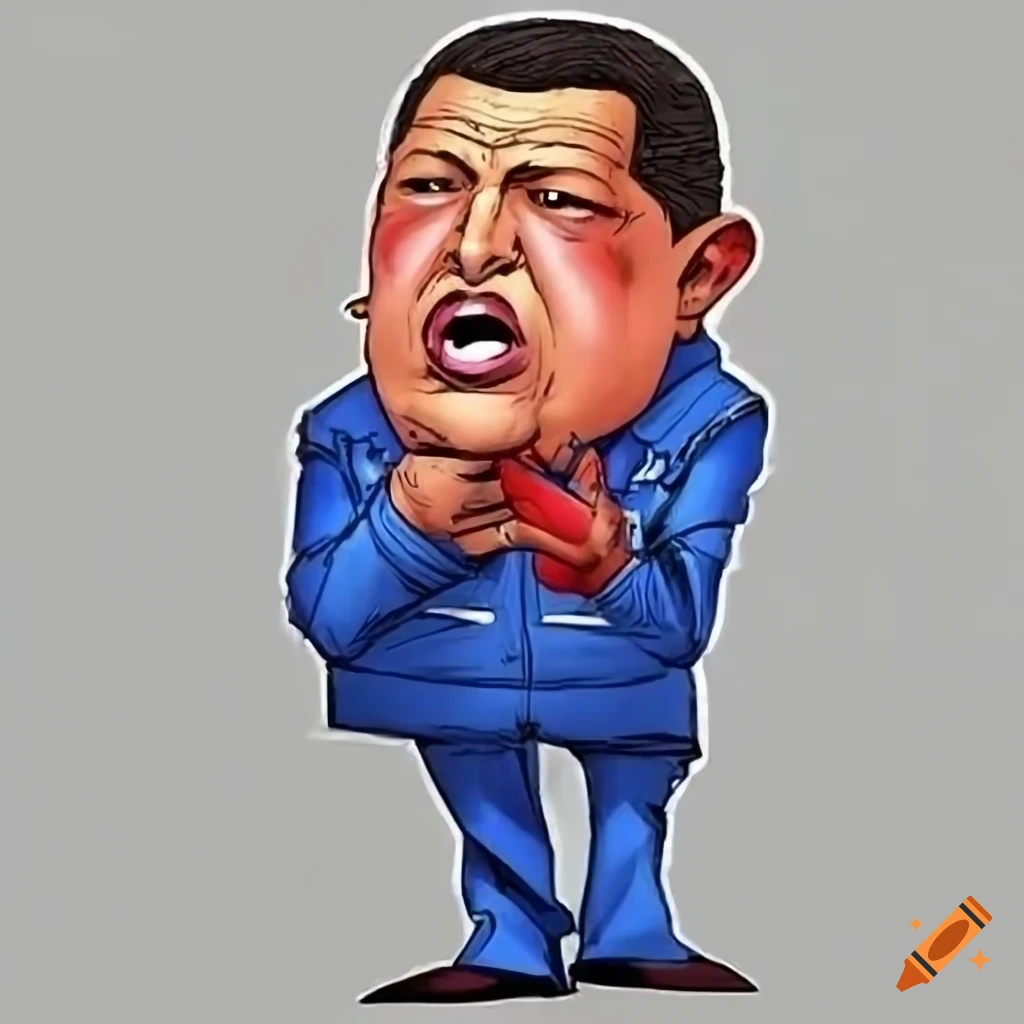 Comic illustration of HUGO CHAVEZ FRIAS with big expressive eyes on Craiyon