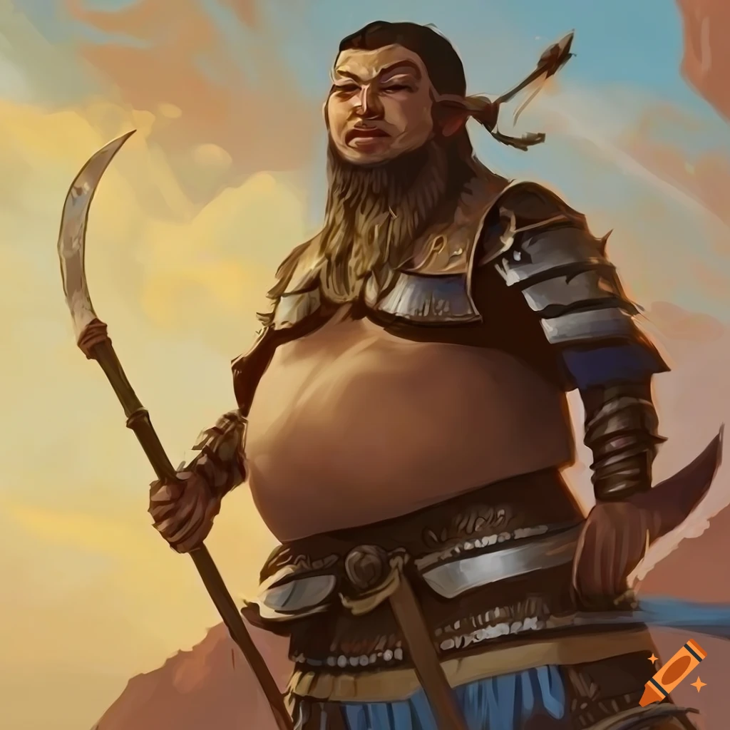 Fantasy illustration of an eastern asian dwarf warrior on Craiyon