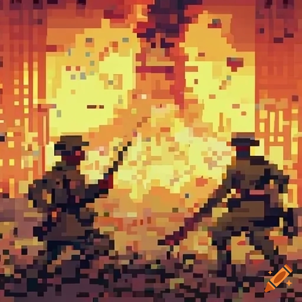Pixel art of World War 1 chaos on Craiyon