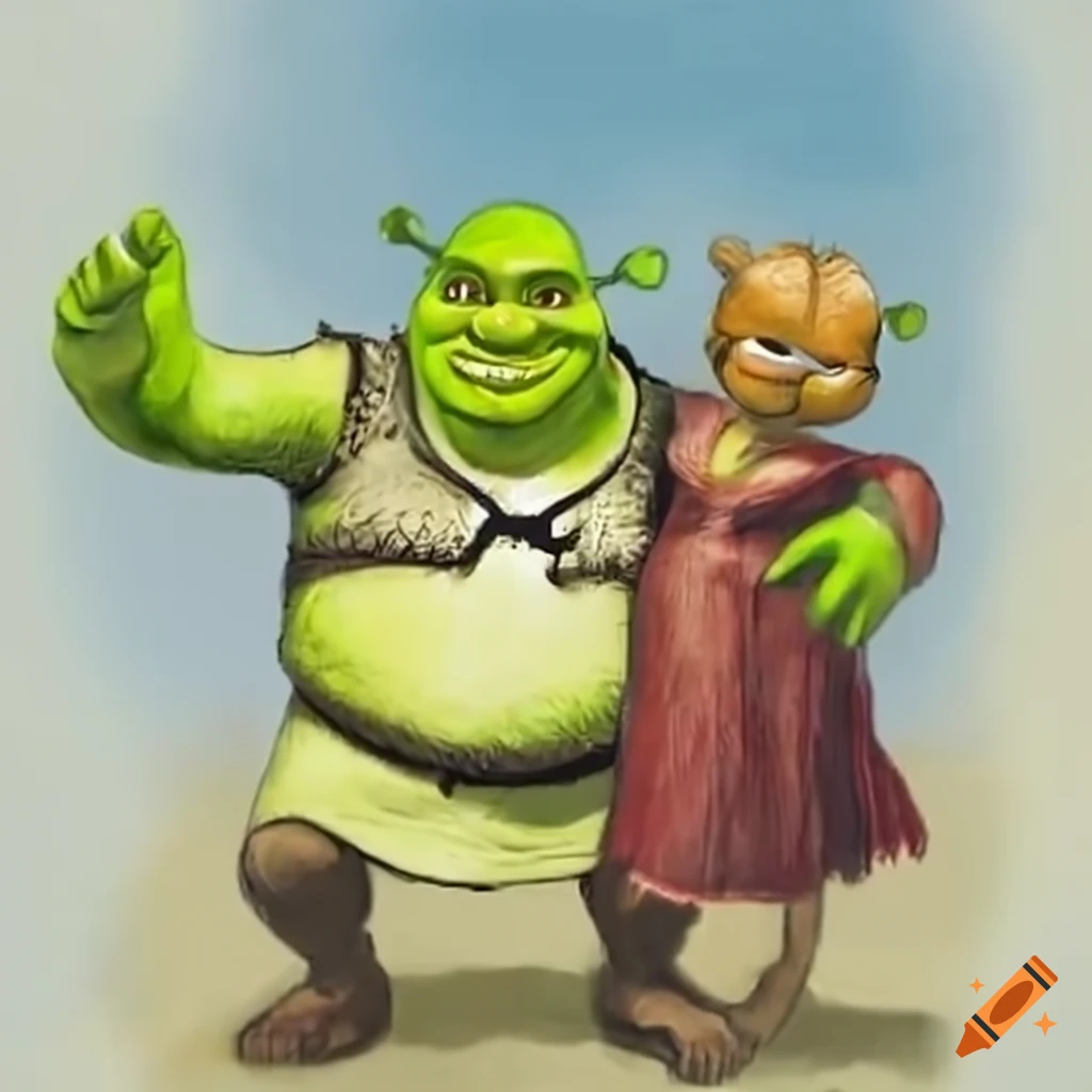 Peppa pig and shrek characters together on Craiyon