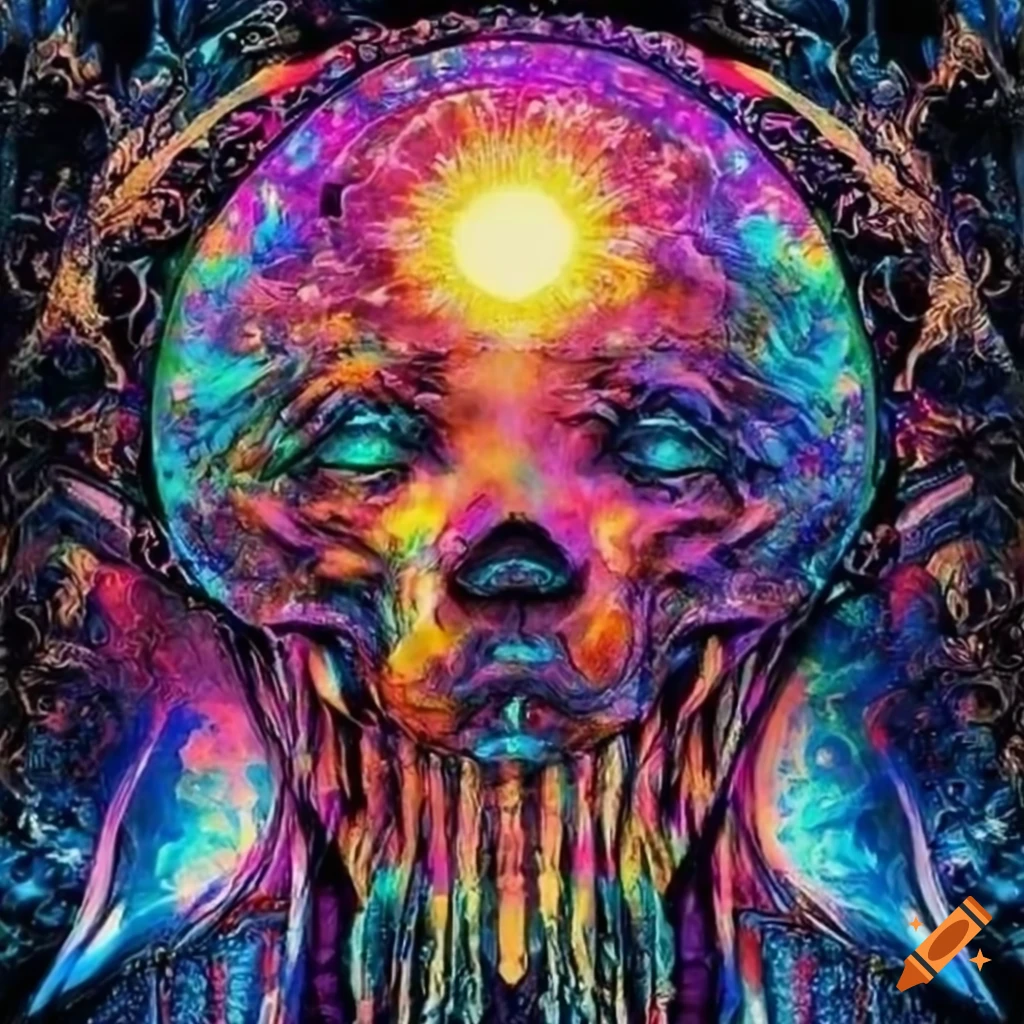 Psychedelic comic style artwork with infinite mirrors on Craiyon