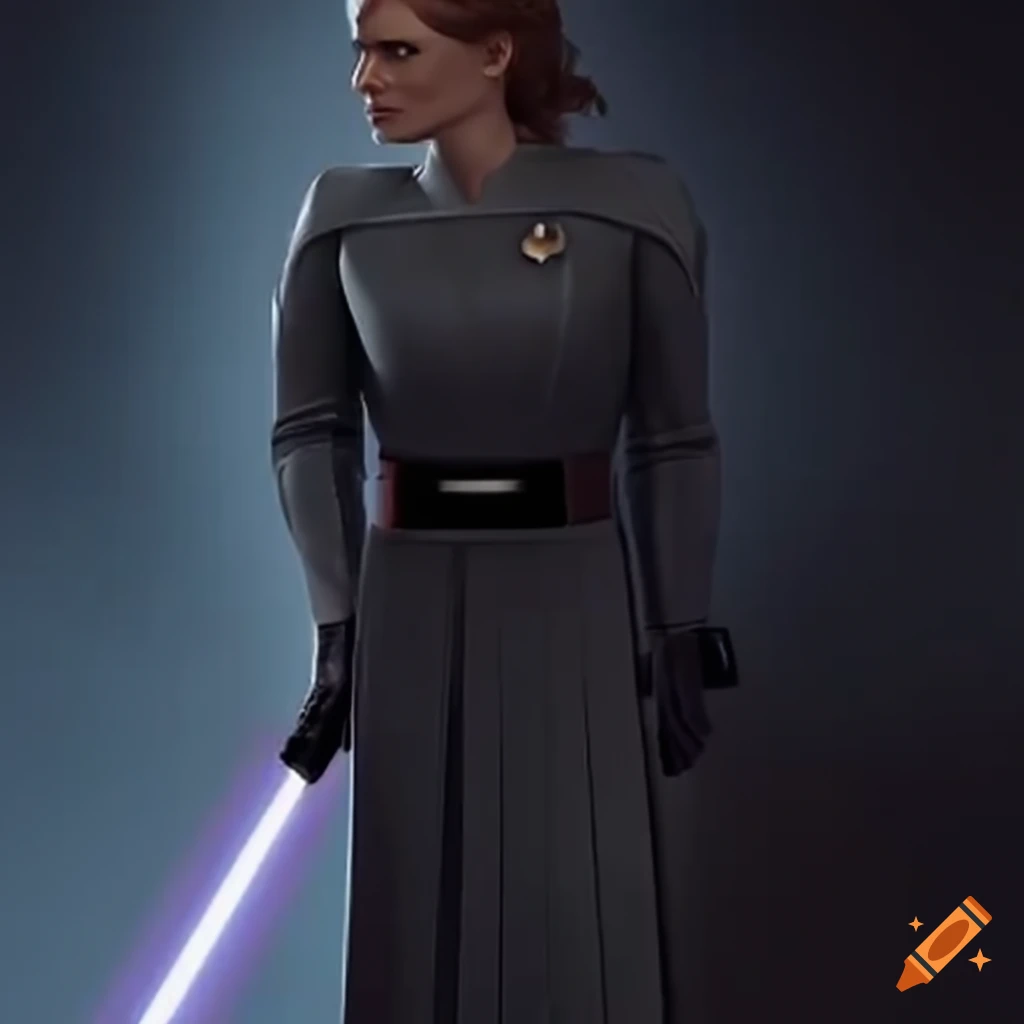 Cosplay of a female jedi with green lightsaber on Craiyon