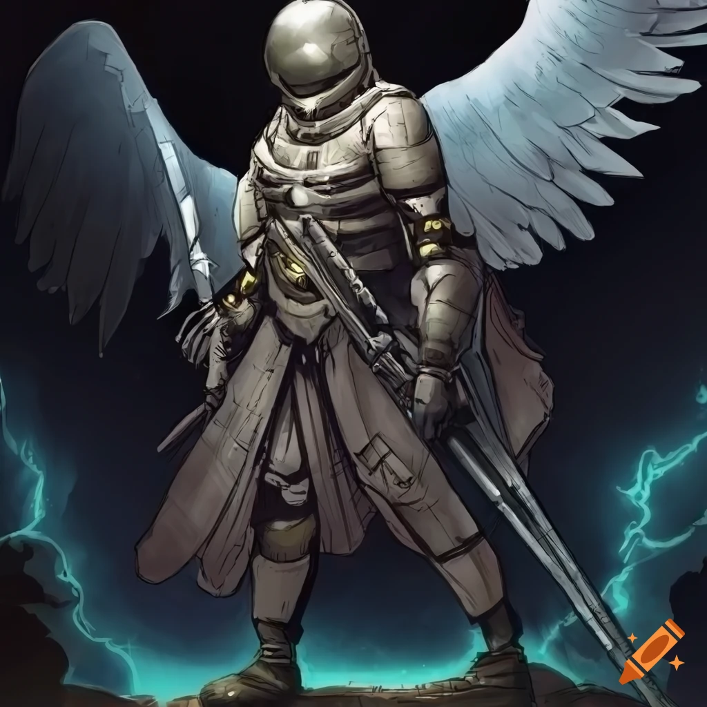 Angel soldier in a vintage comic book style on Craiyon