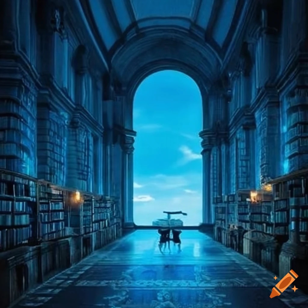 Blue lit Ancient Library On Craiyon blue-lit-ancient-library-on-craiyon