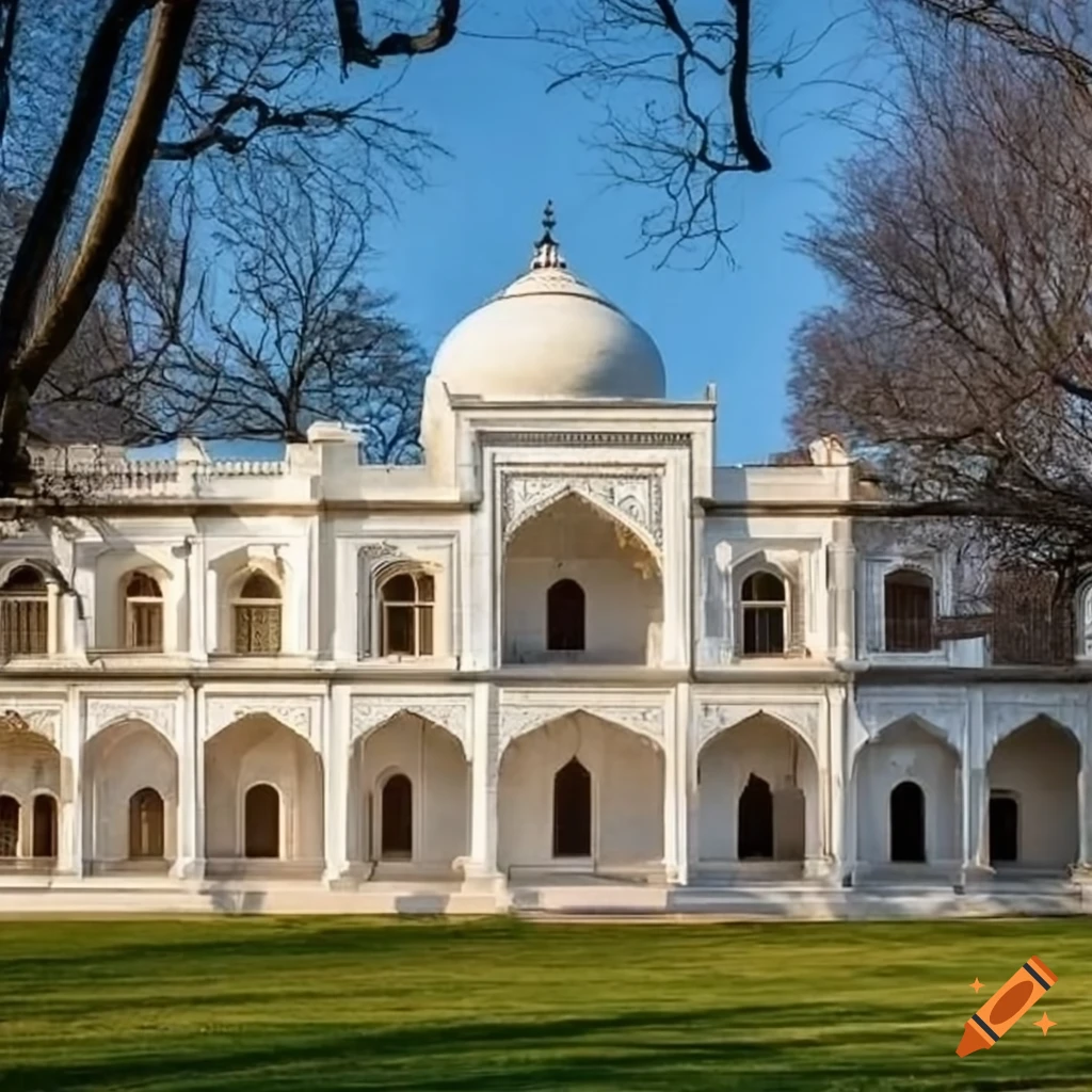 Frontal elevation of a mughal architectural style building on Craiyon