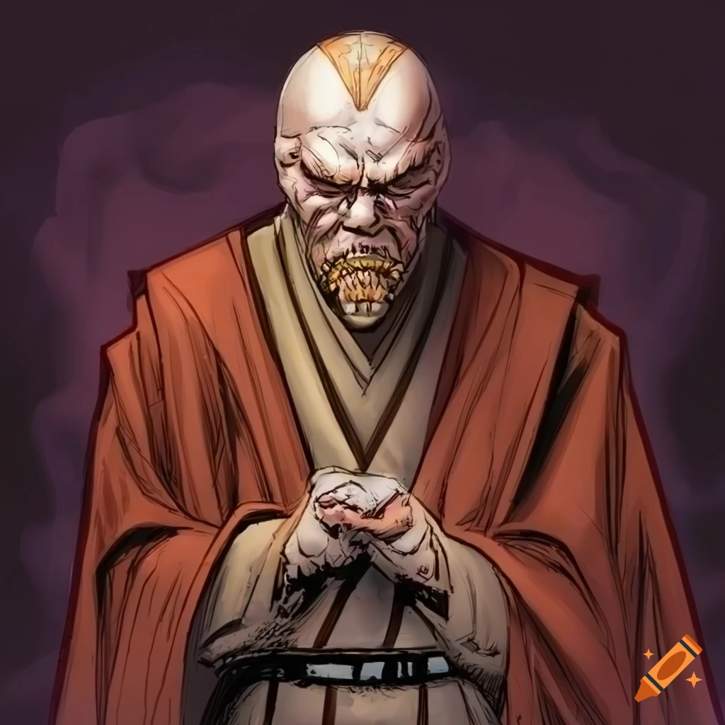 Evil obi-wan in a retro comic style on Craiyon