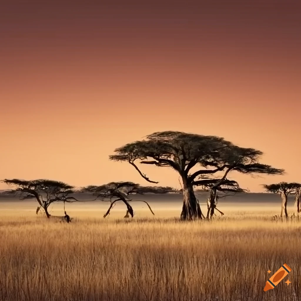 Scenic view of the savannah biome on Craiyon