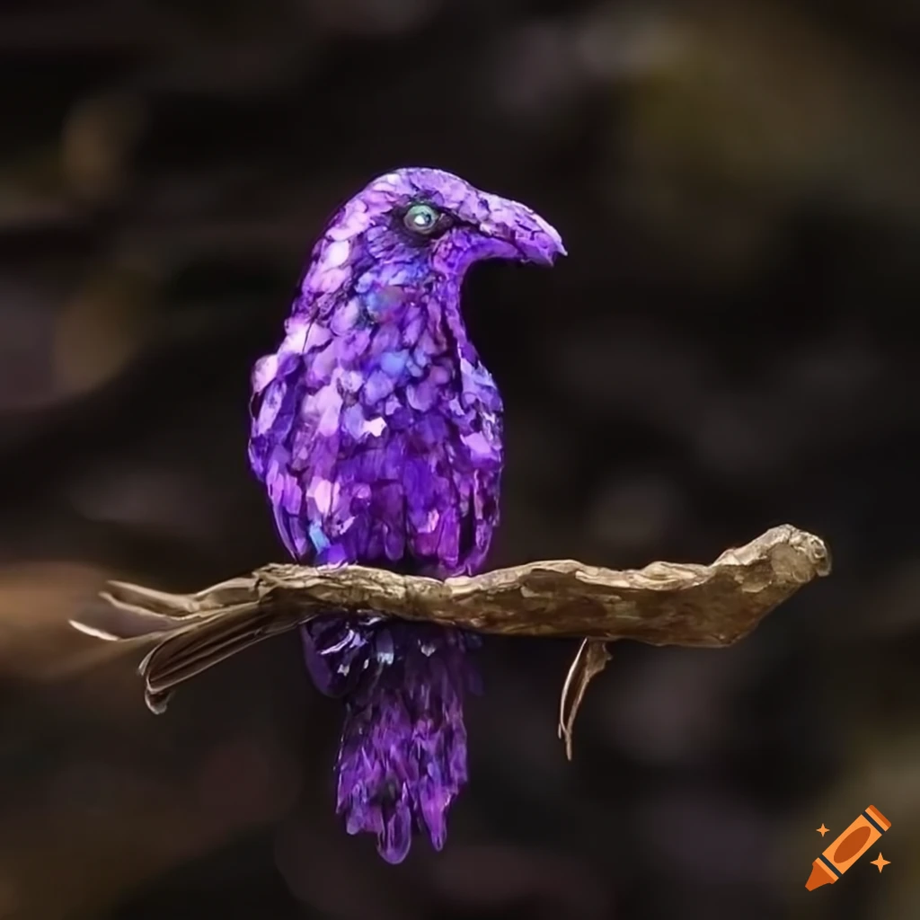 Crystal raven in an enchanted forest on Craiyon