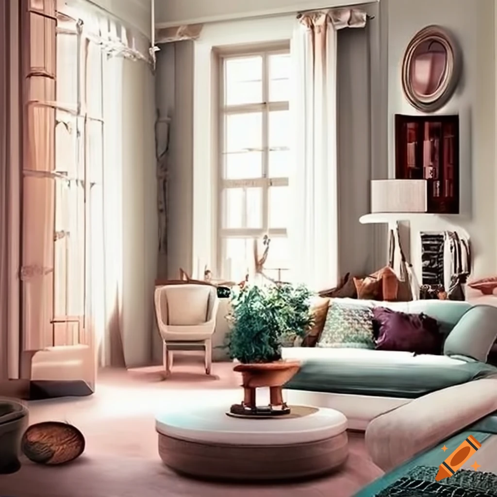 Abstract expressionism art in modern interior by basquiat on Craiyon