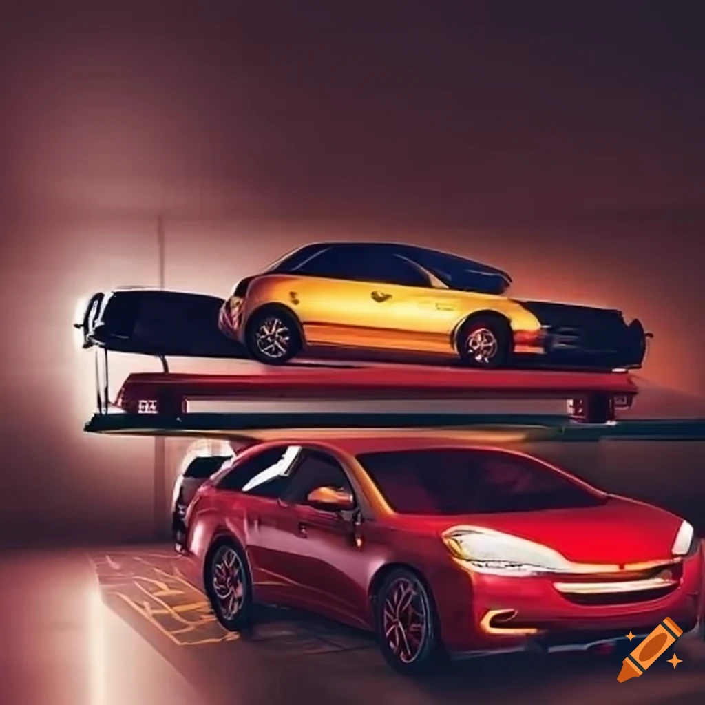 Duplex parking system for two cars on Craiyon