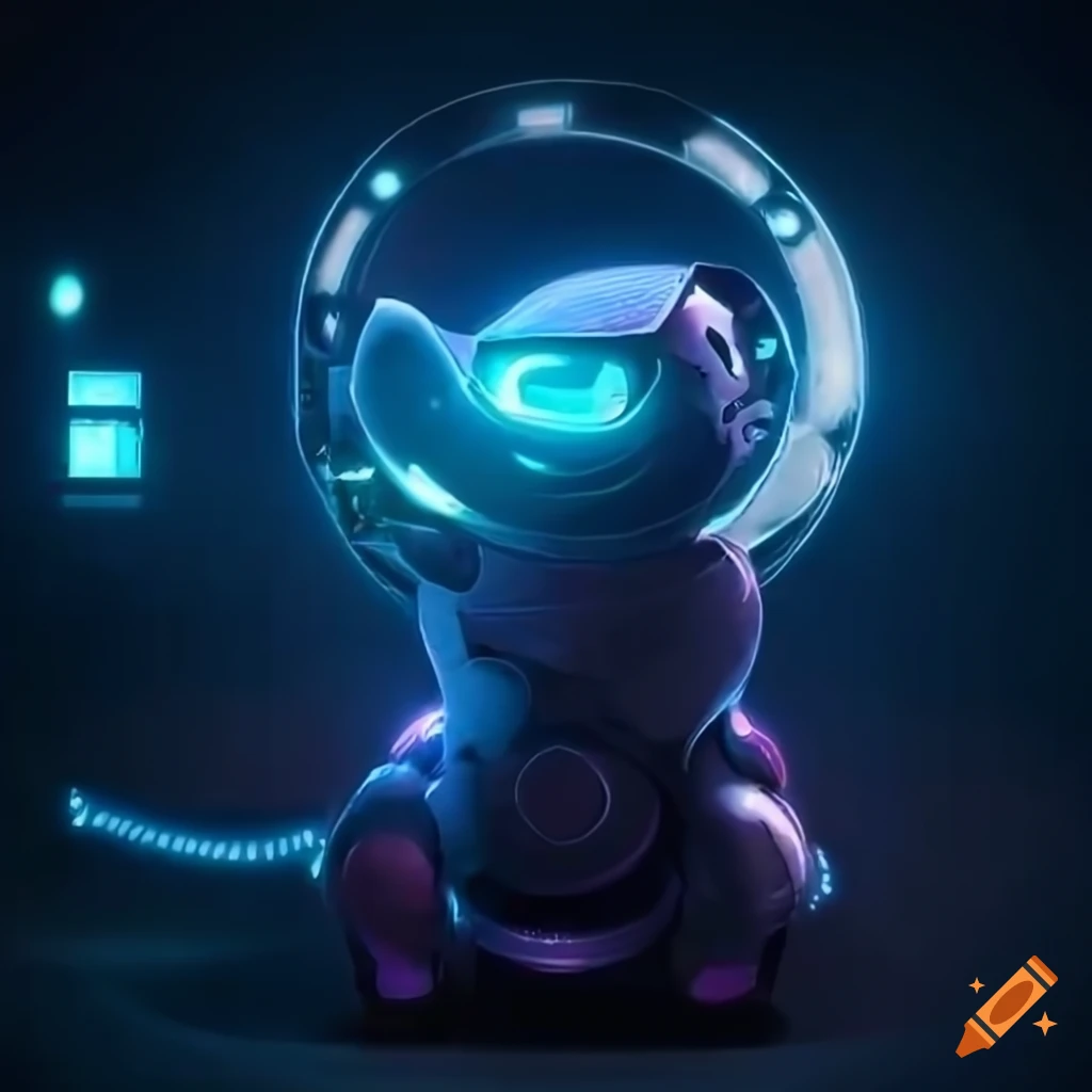 Futuristic robotic cat exploring a neon cityscape on Craiyon