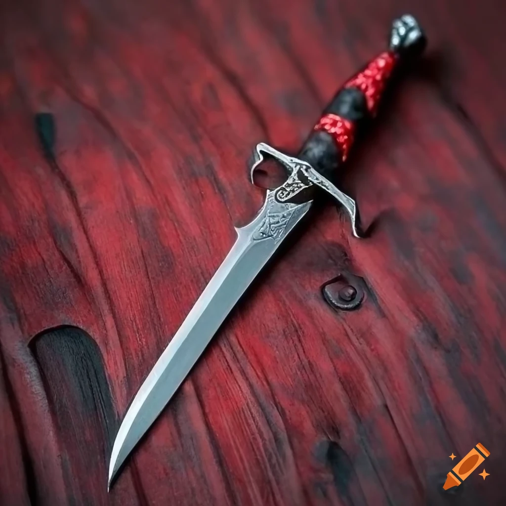 Dagger with red jewel elements on Craiyon