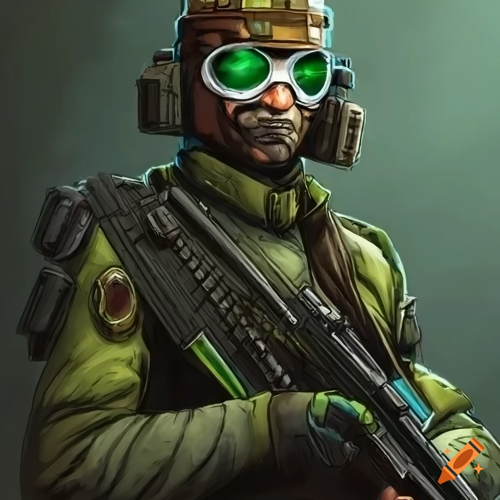 Comic-style depiction of a rainbow 6 operator with a hammer on Craiyon