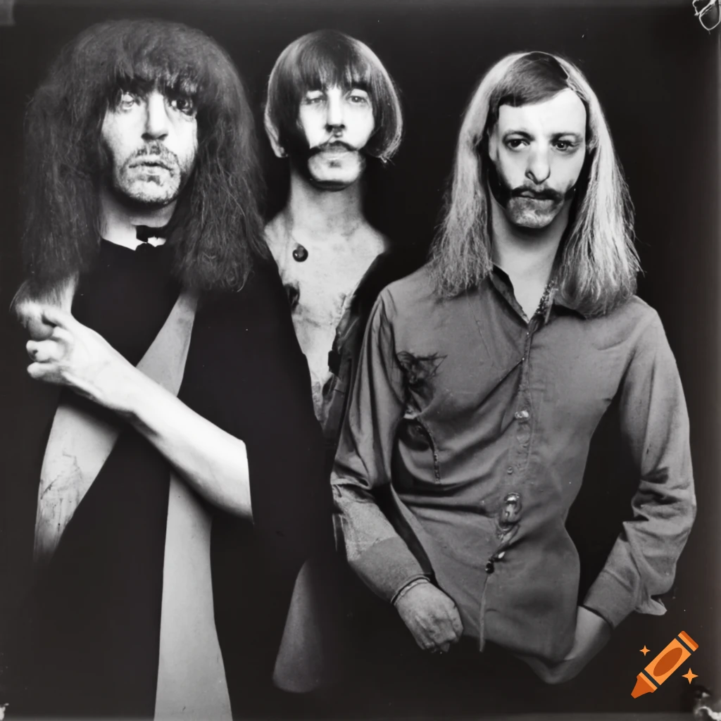 Band photo of an avant-garde 70's psychedelic funk fusion band on Craiyon