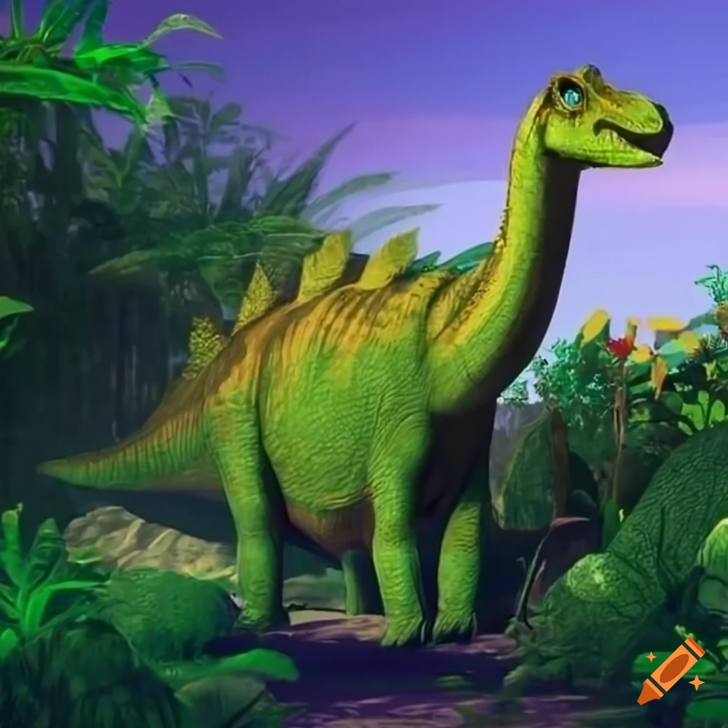 red-stegosaurus-in-tall-vegetation