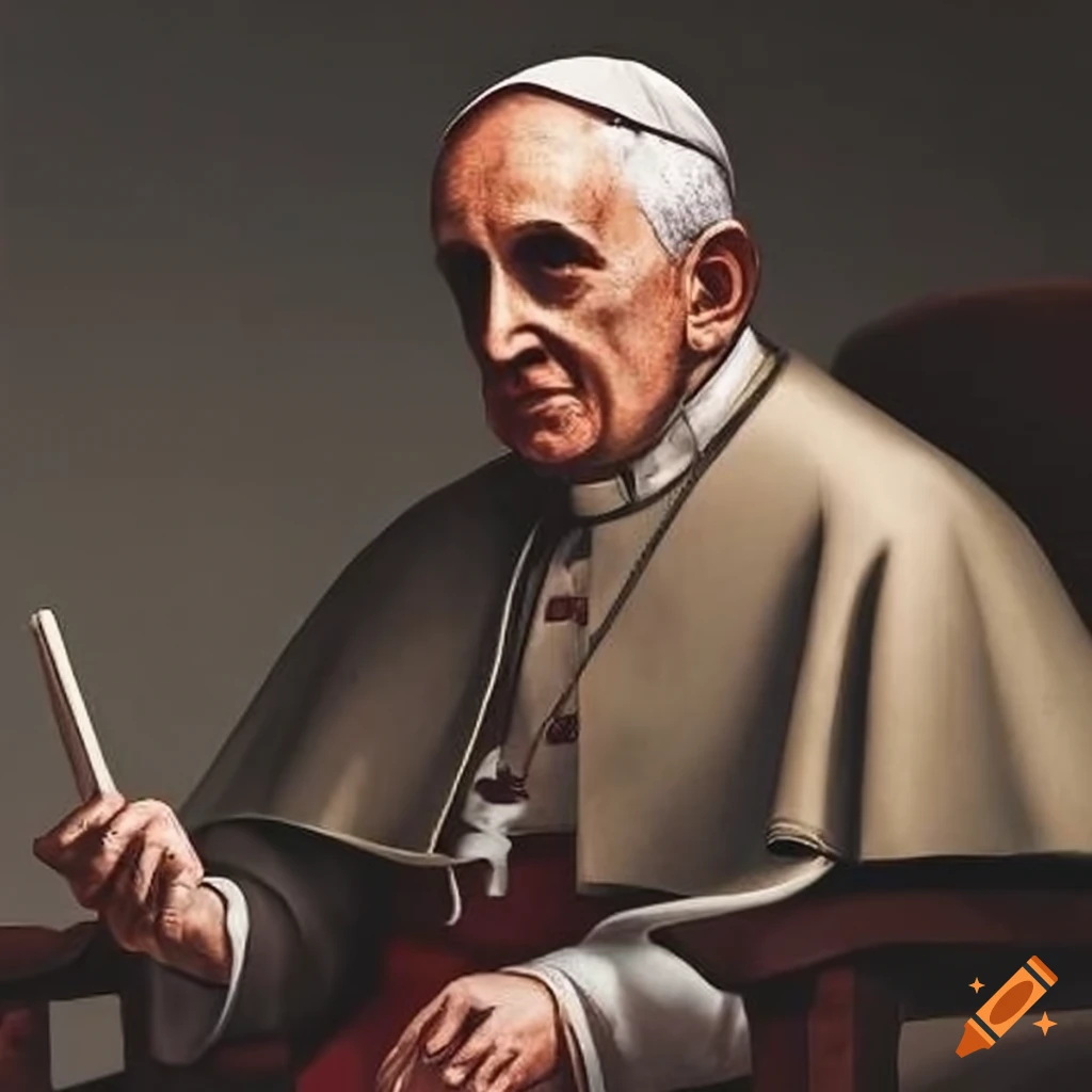 Remedios varo illustration of a catholic pope in flowing robe on Craiyon