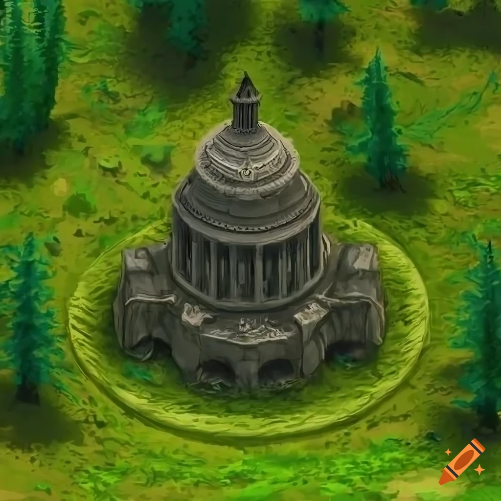 Fantasy rpg game capitol building in a forest on Craiyon