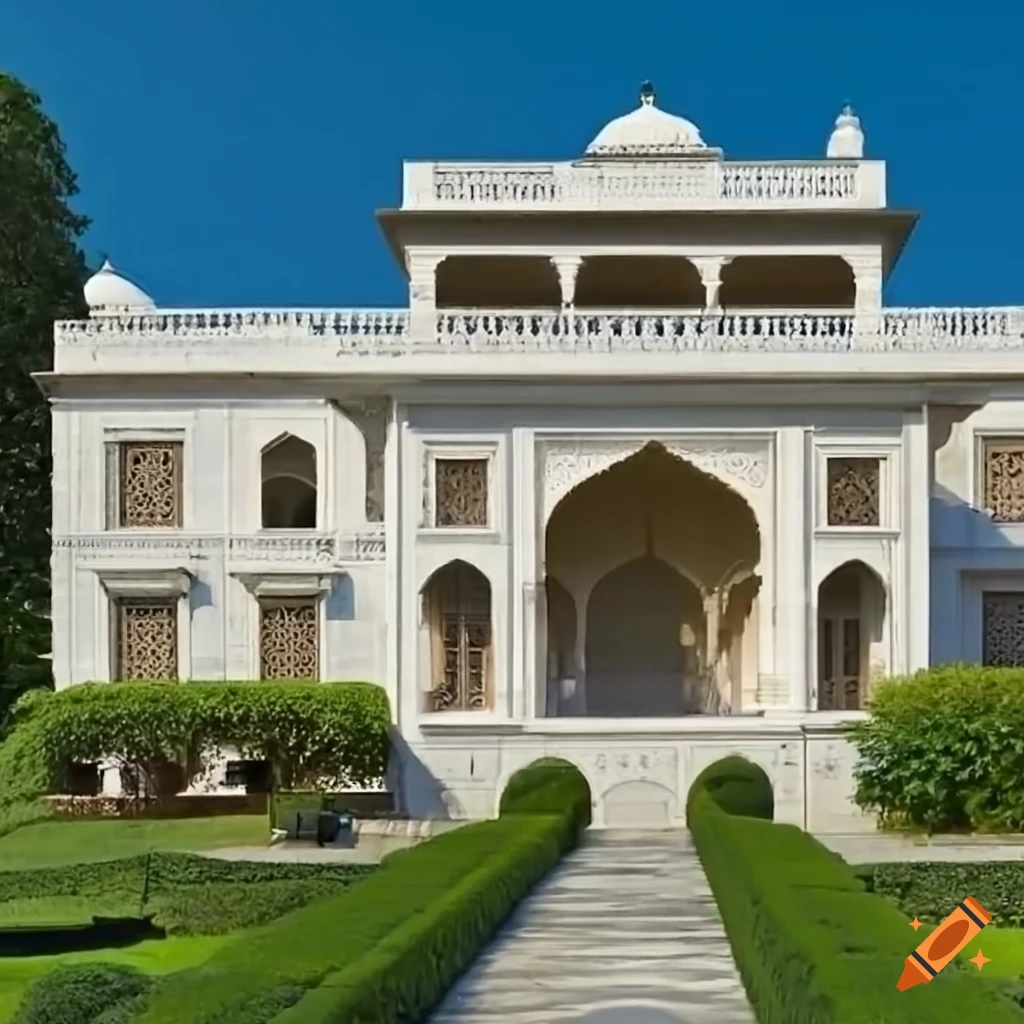 Full frontal elevation of mughal mahal white house whitemarsh lynnewood