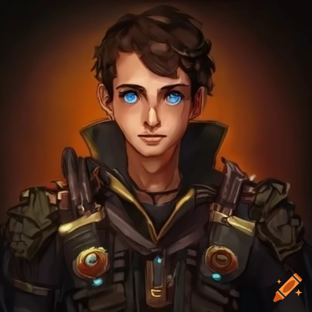 Character illustration of a male Lancer TTRPG Pilot on Craiyon